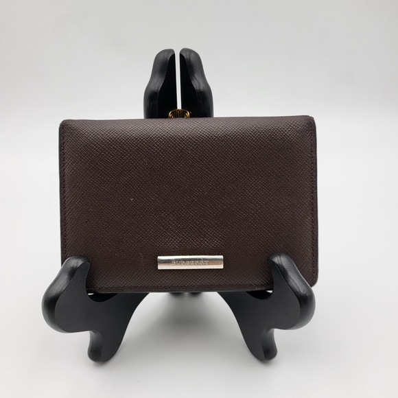 Burberry | Bags | Burberry Chocolate Brown Leather Nova Check Folding ...